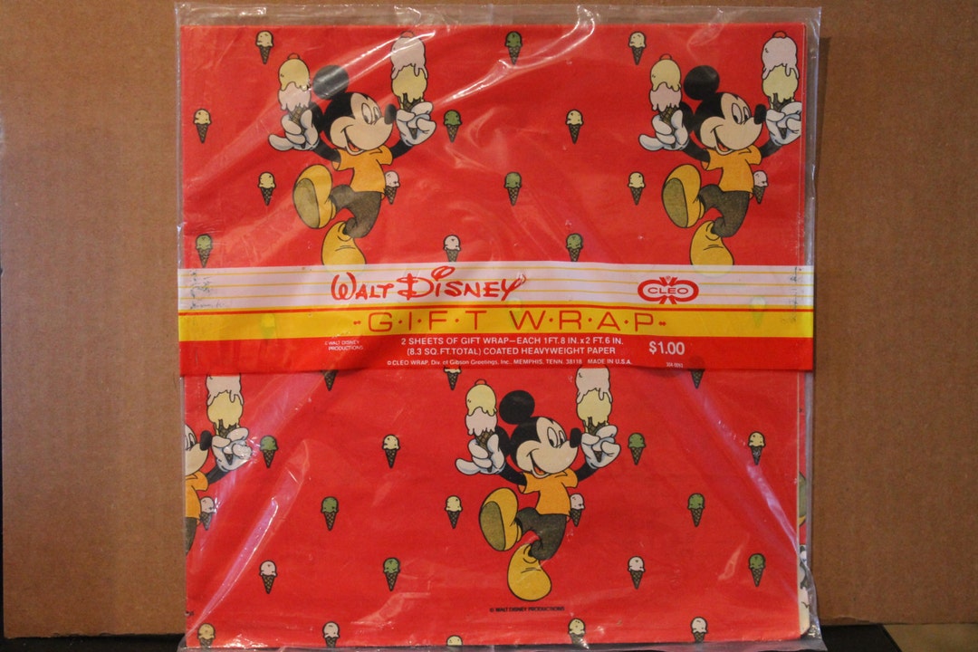 Wonderfully Vintage Walt Disney Mickey Mouse Gift Wrap by CLEO - Etsy