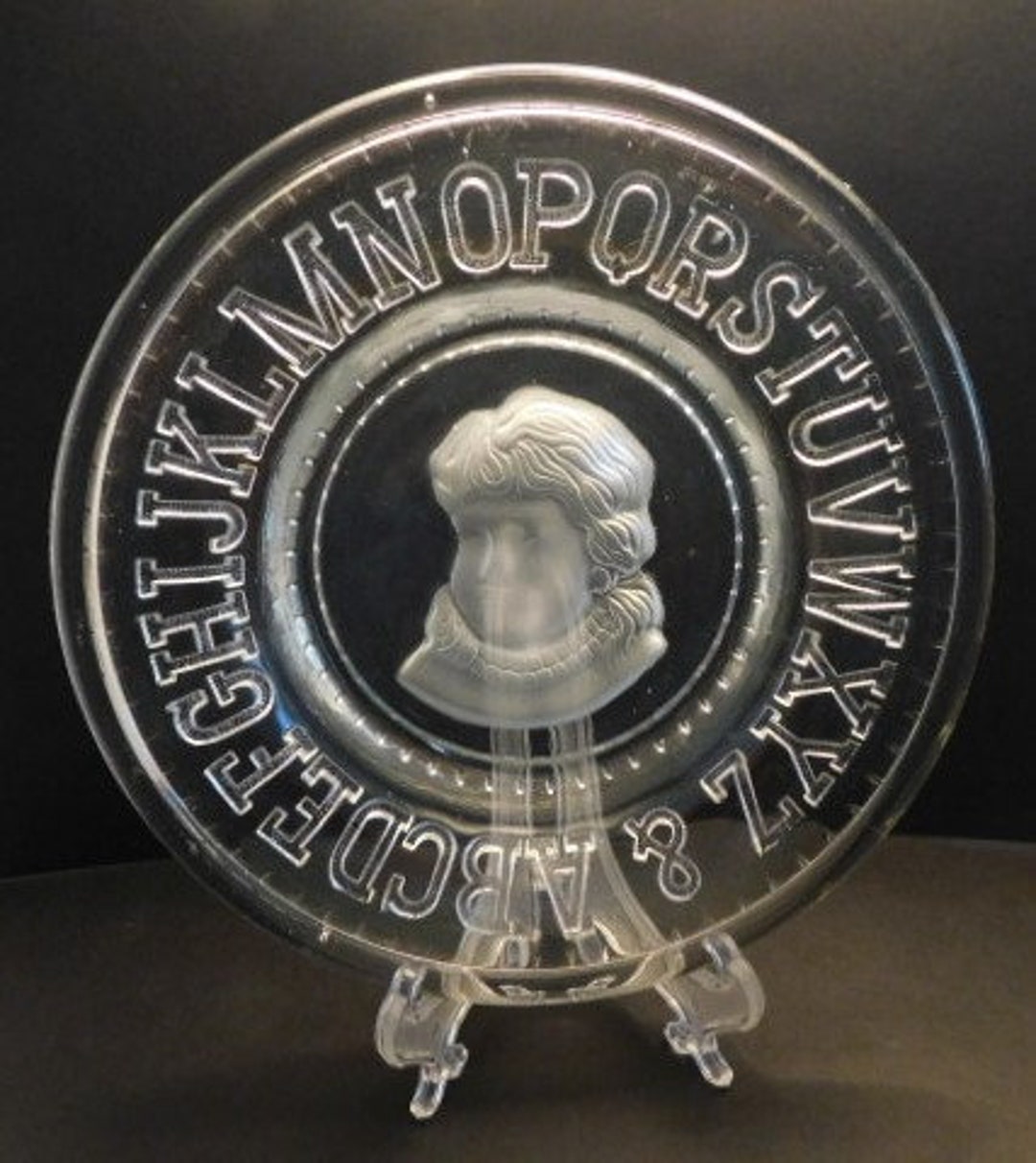 Clear Glass Alphabet Plate by Clay's Crystal Works 1940's - Wonderful ...