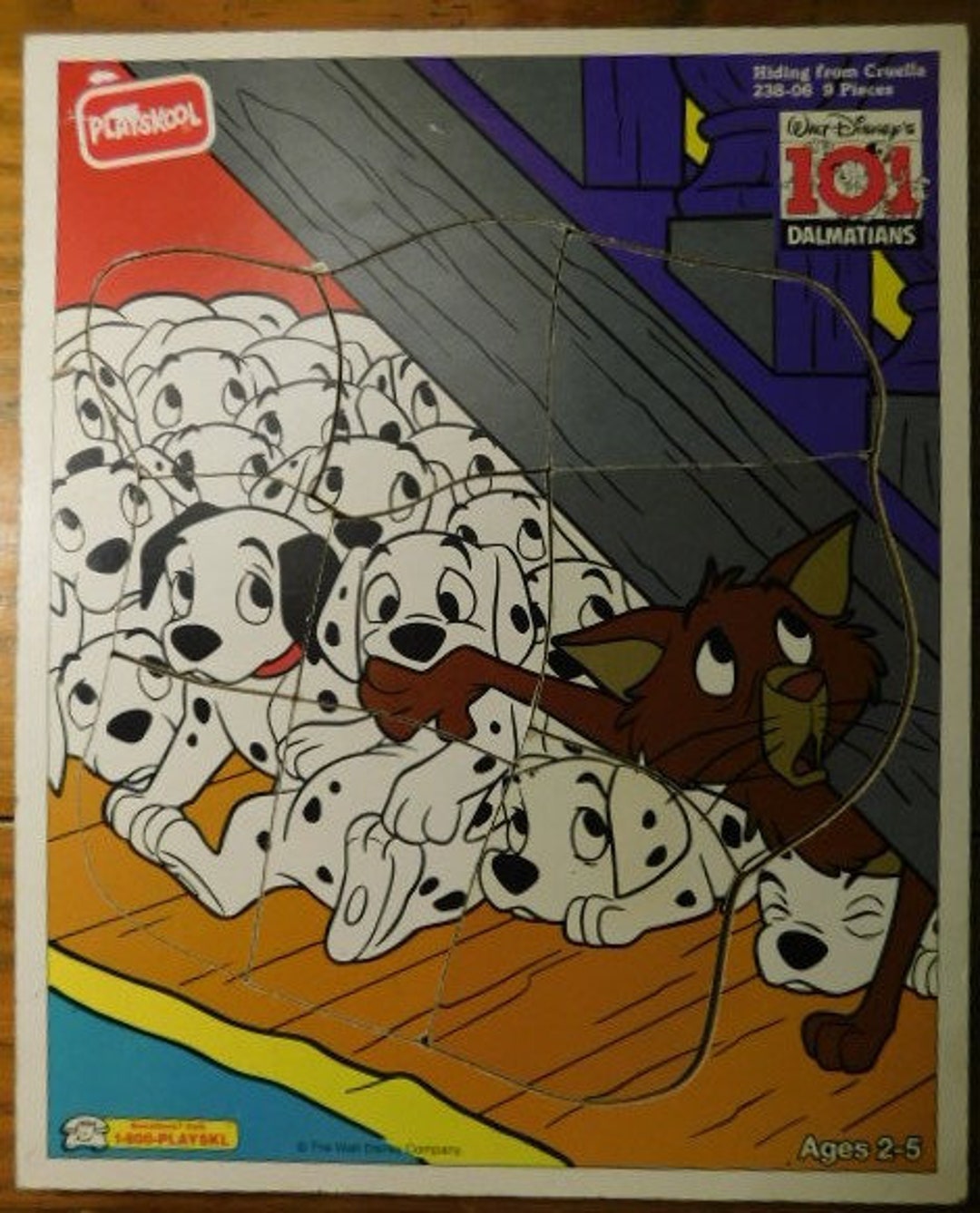 Walt Disney's 101 Dalmatians "hiding From Cruella" 9 Piece Wooden Tray ...