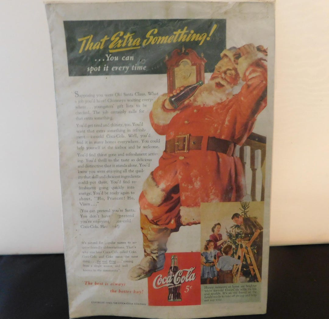 Santa Coca-cola Christmas Ad From 1942 - "that Extra Something!" Back ...
