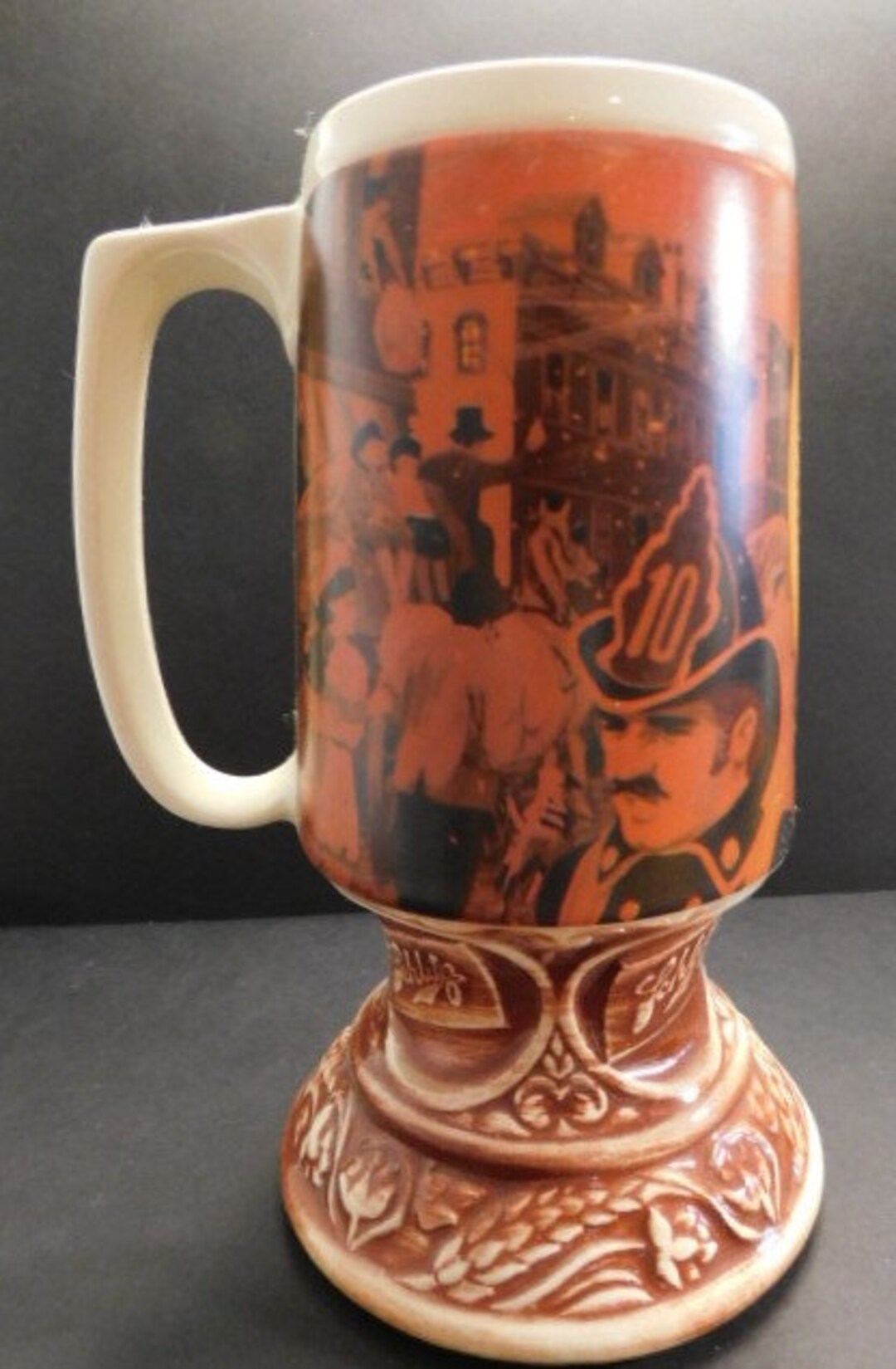 Vintage SCHLITZ Ceramic Stein Featuring the Story of the Chicago Fire ...