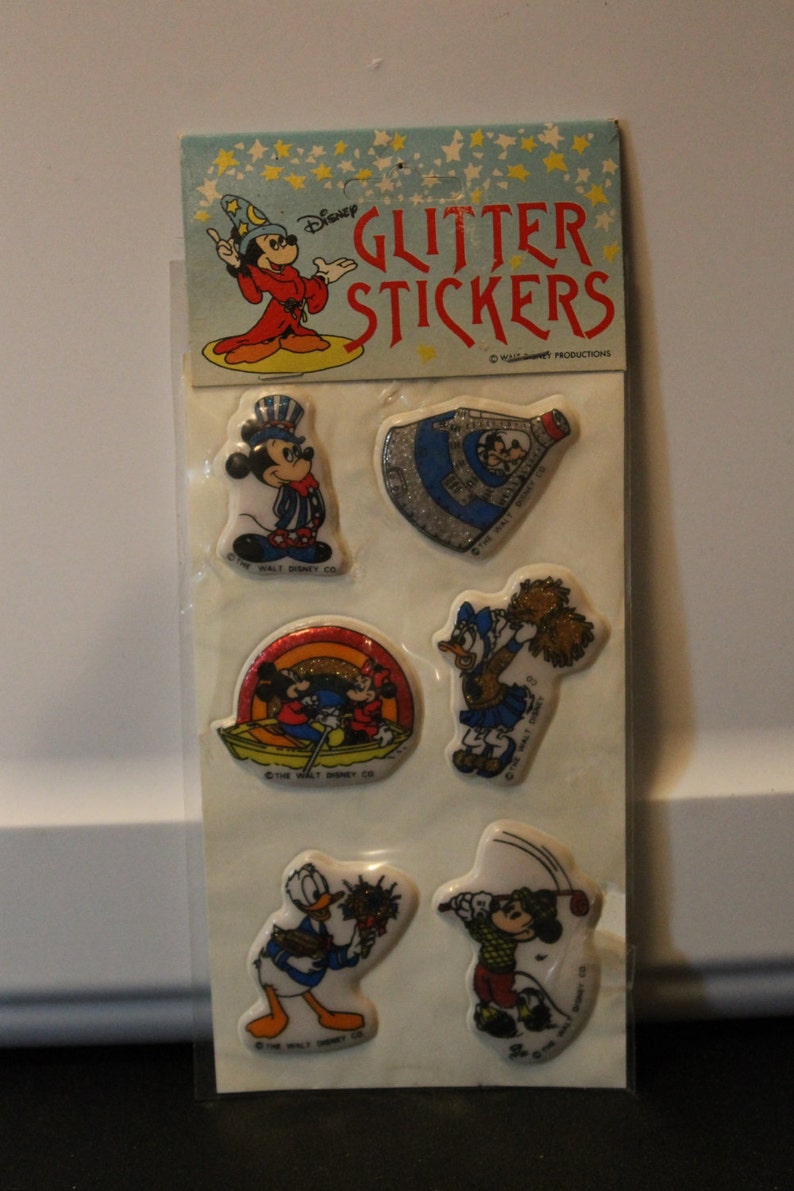 Terrific Vintage Disney Glitter Stickers - Sheet of Six Stickers ...