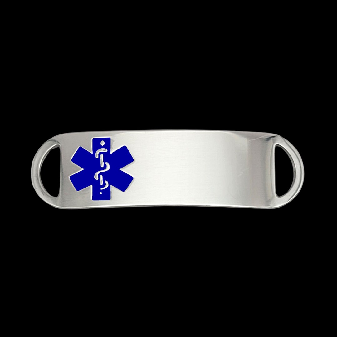 Medical Alert Bracelet ID Tags With Blue Medical Symbol on Stainless ...