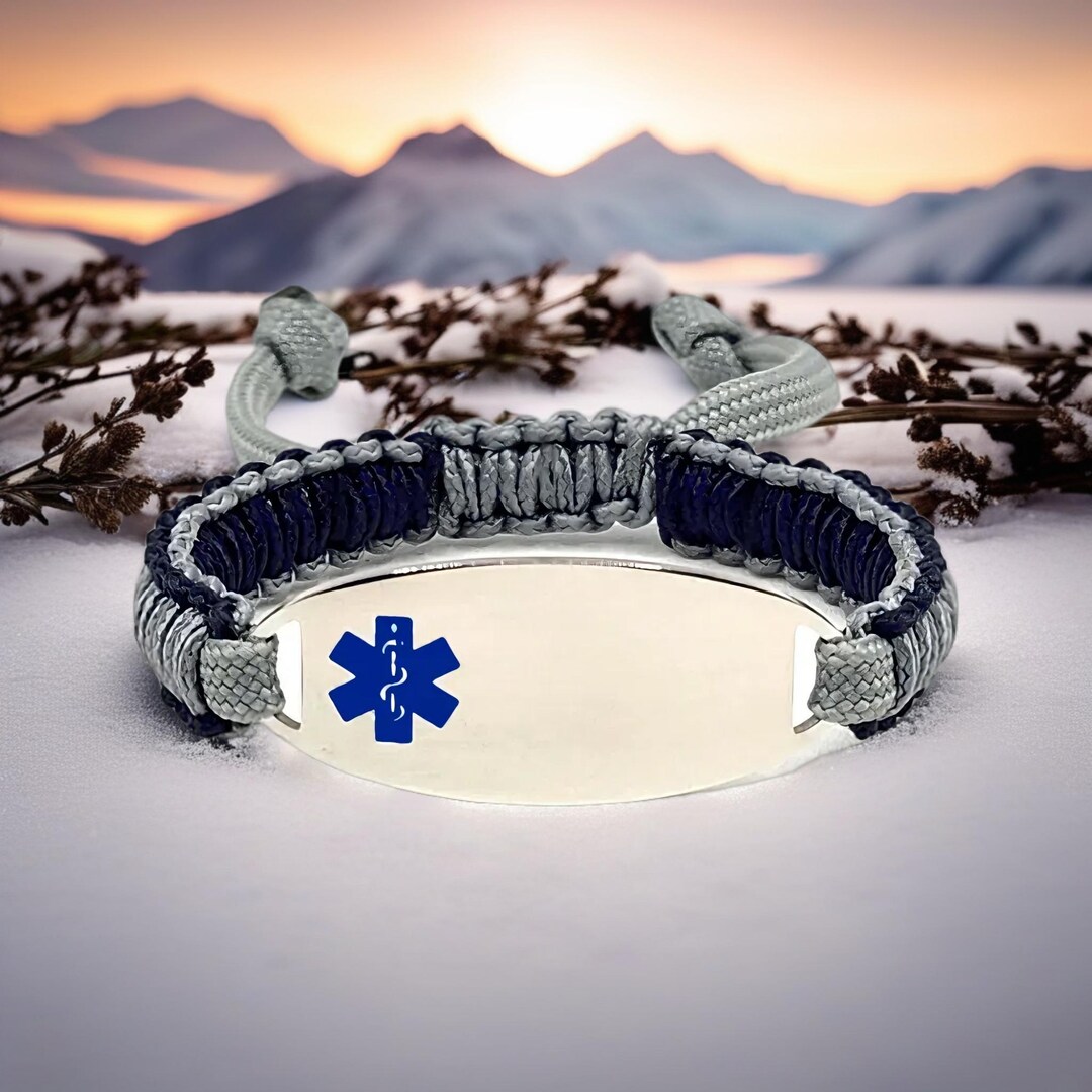 Adjustable Medical Alert Bracelet | Micro Paracord Bracelet With Oval ...