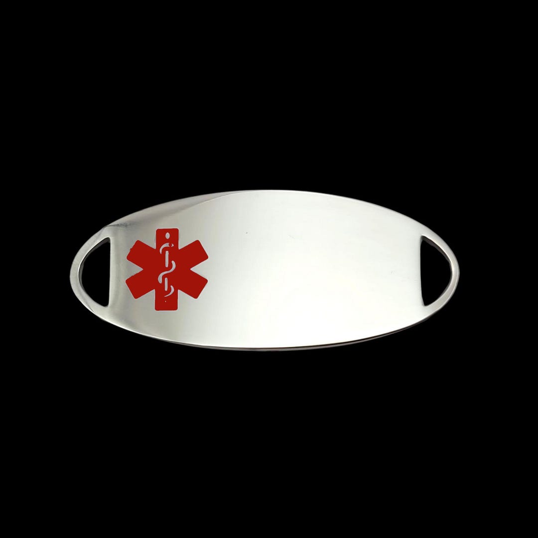 Medical Alert Bracelet ID Tags With Red Medical Symbol on Stainless ...