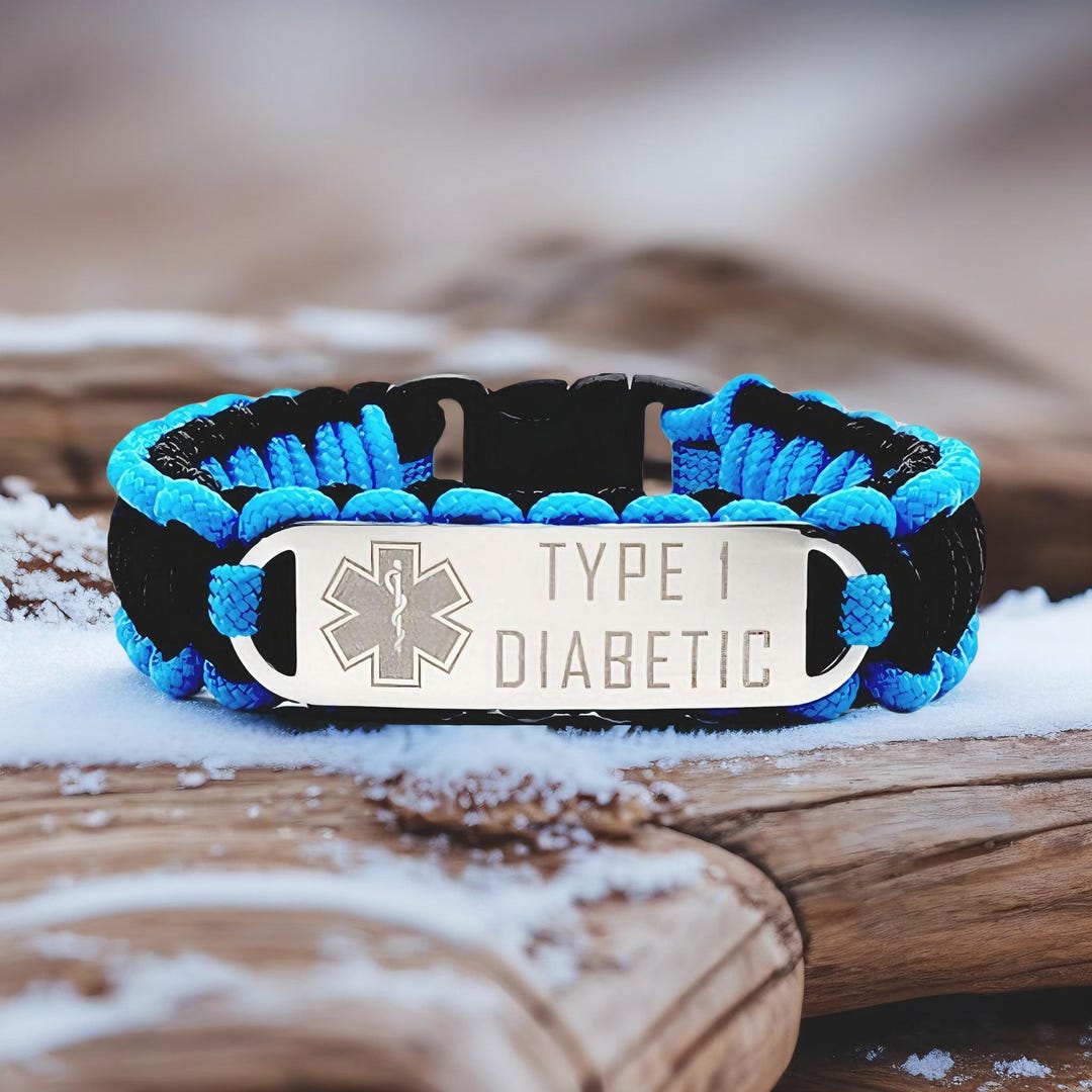 Diabetic Medical Alert Bracelet for Kids or Adults – Thin 275 Paracord ...