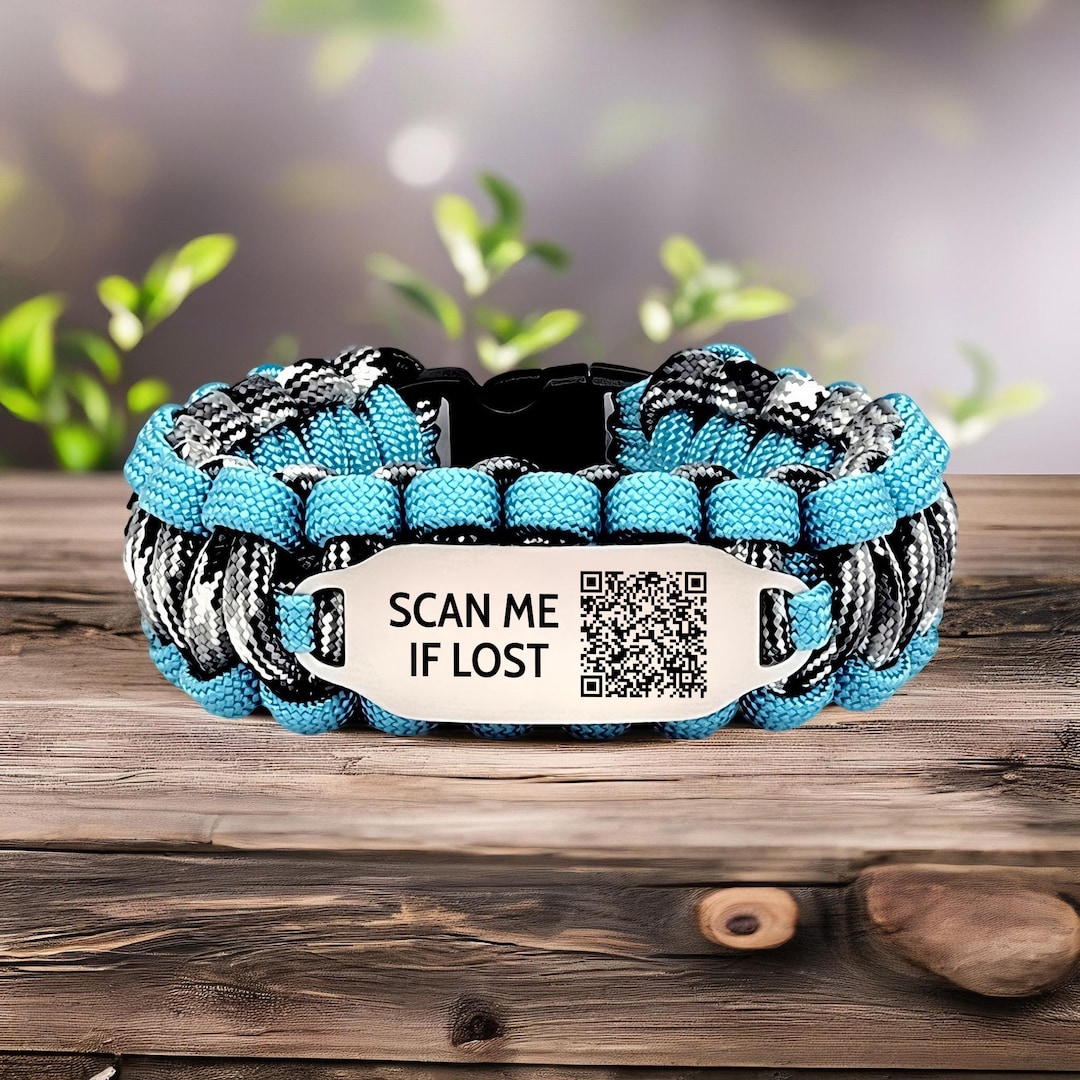 Custom 550 Paracord QR Code Bracelet for Lost Child or Dementia ...