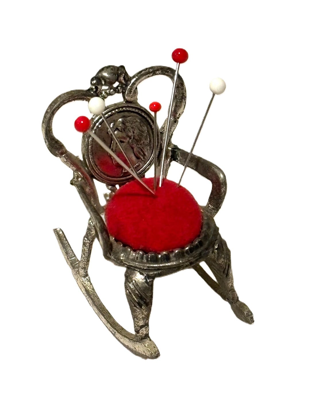 Vintage Miniature Metal Rocking Chair Pin or Needle Holder - Etsy
