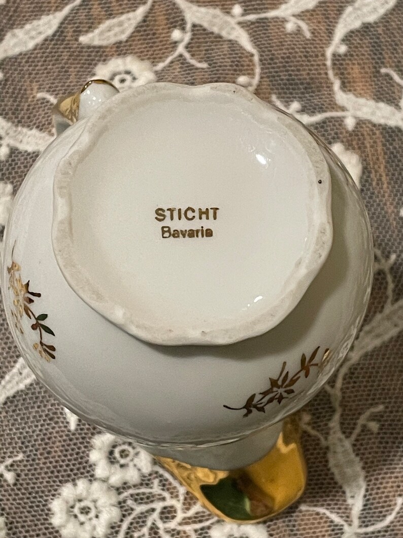 Sticht Gold Trimmed Porcelain Cream Pitcher, Made in Bavaria - Etsy