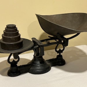 Antique Cast Iron Balance Scale With Tin Pan and Weights - Etsy