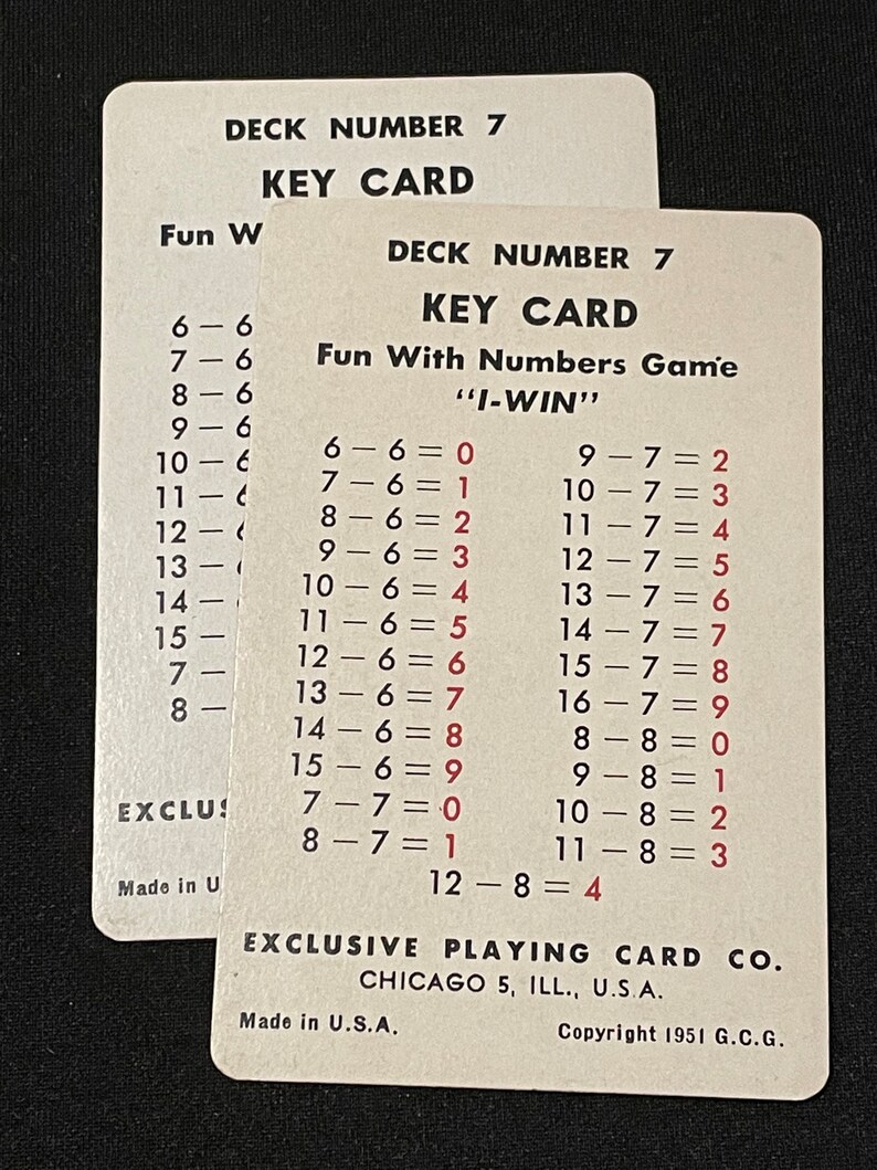 1951 Fun With Numbers Math Playing Card Game - Etsy