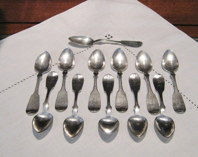 Antique Coin Silver Spoons by P Fries Philadelphia Circa 1857, Set of ...