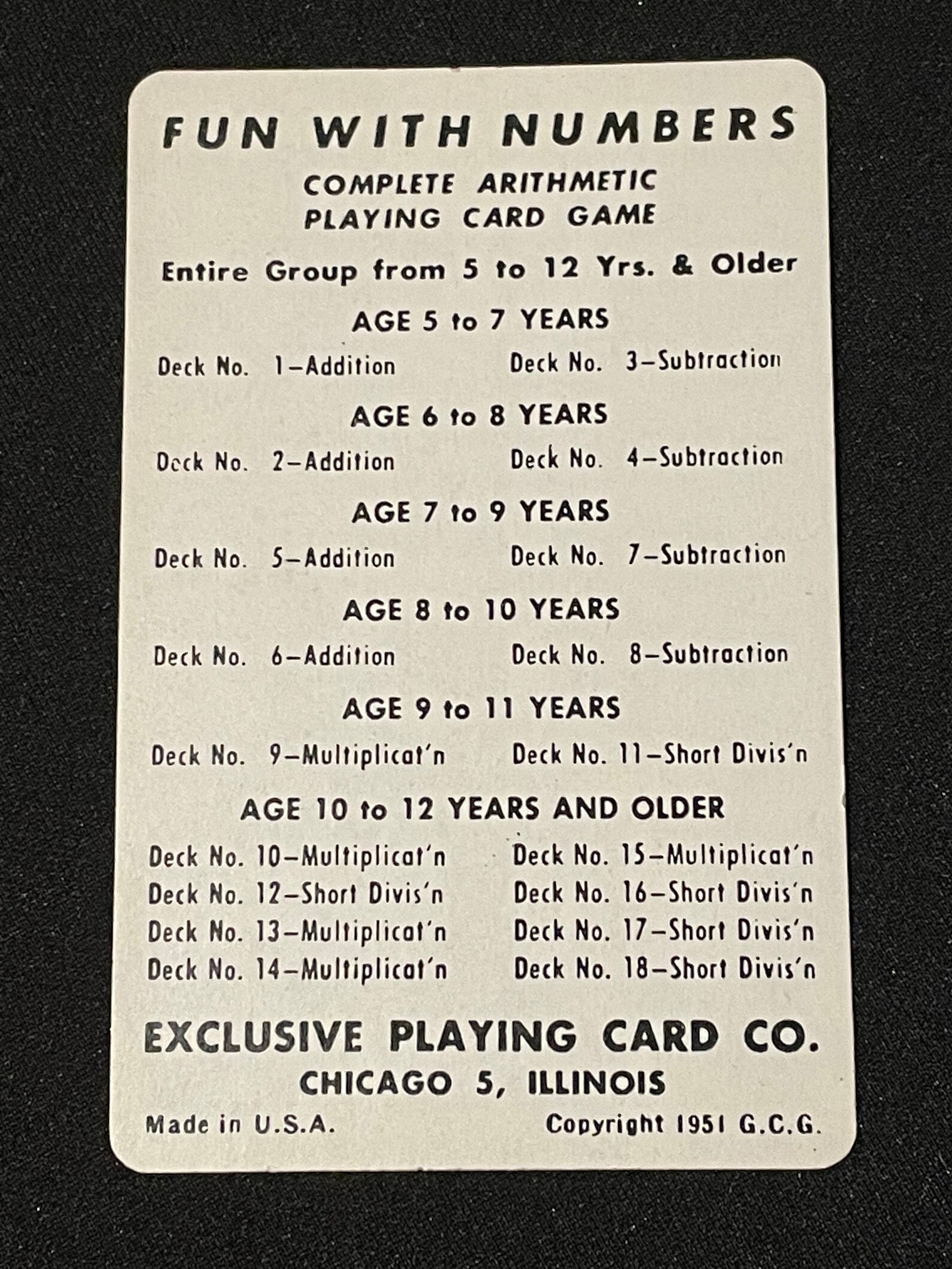 1951 Fun With Numbers Math Playing Card Game - Etsy