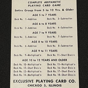 1951 Fun With Numbers Math Playing Card Game - Etsy