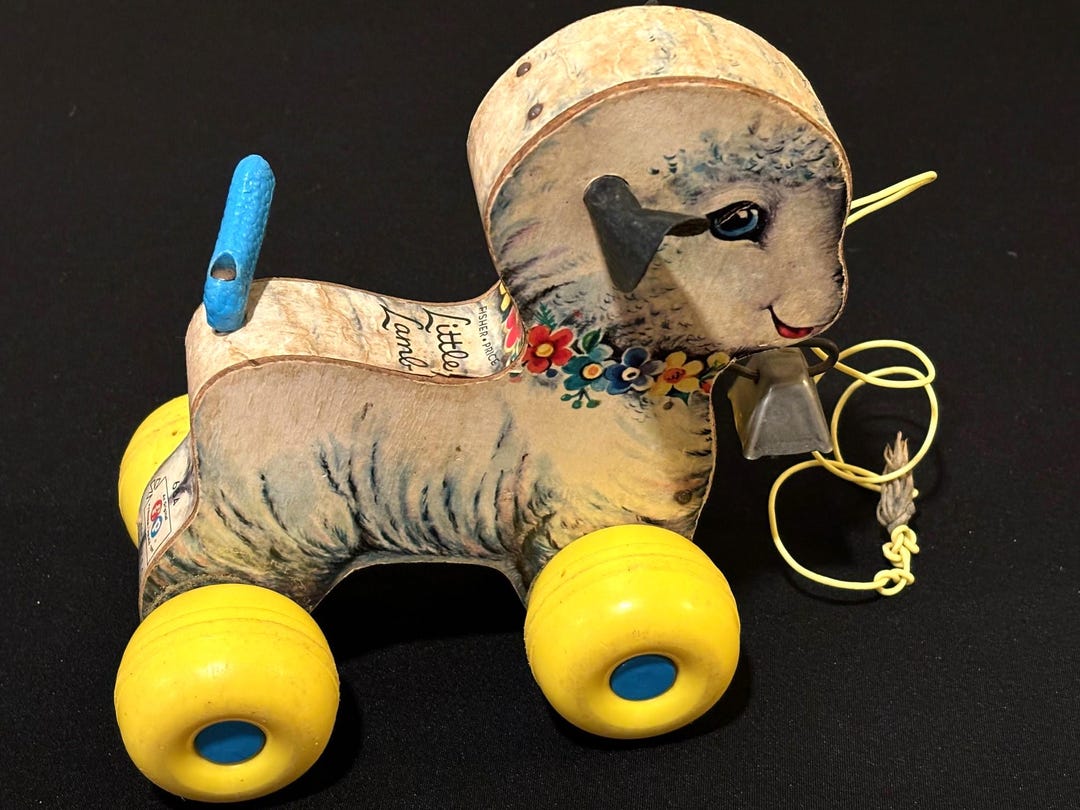 Vintage Fisher-price Mary's Little Lamb Wood Pull Toy #684 - Etsy