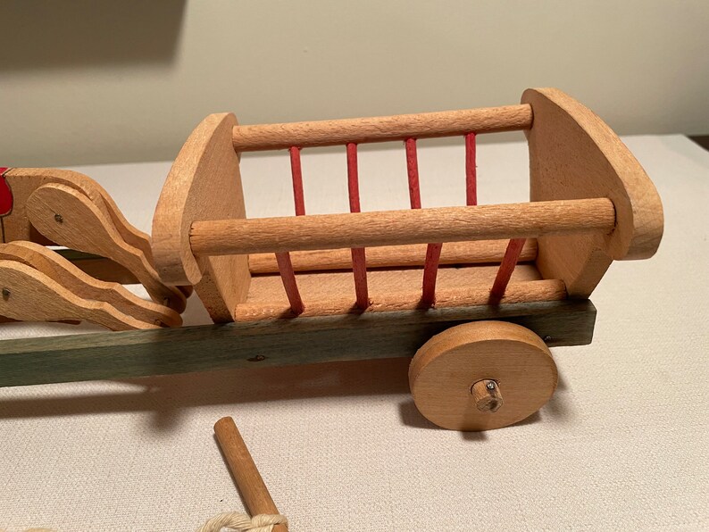 Folk Art Animated Wood Pull Toy Horse Drawn Wagon - Etsy