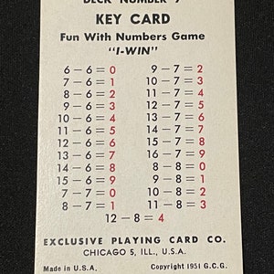 1951 Fun With Numbers Math Playing Card Game - Etsy