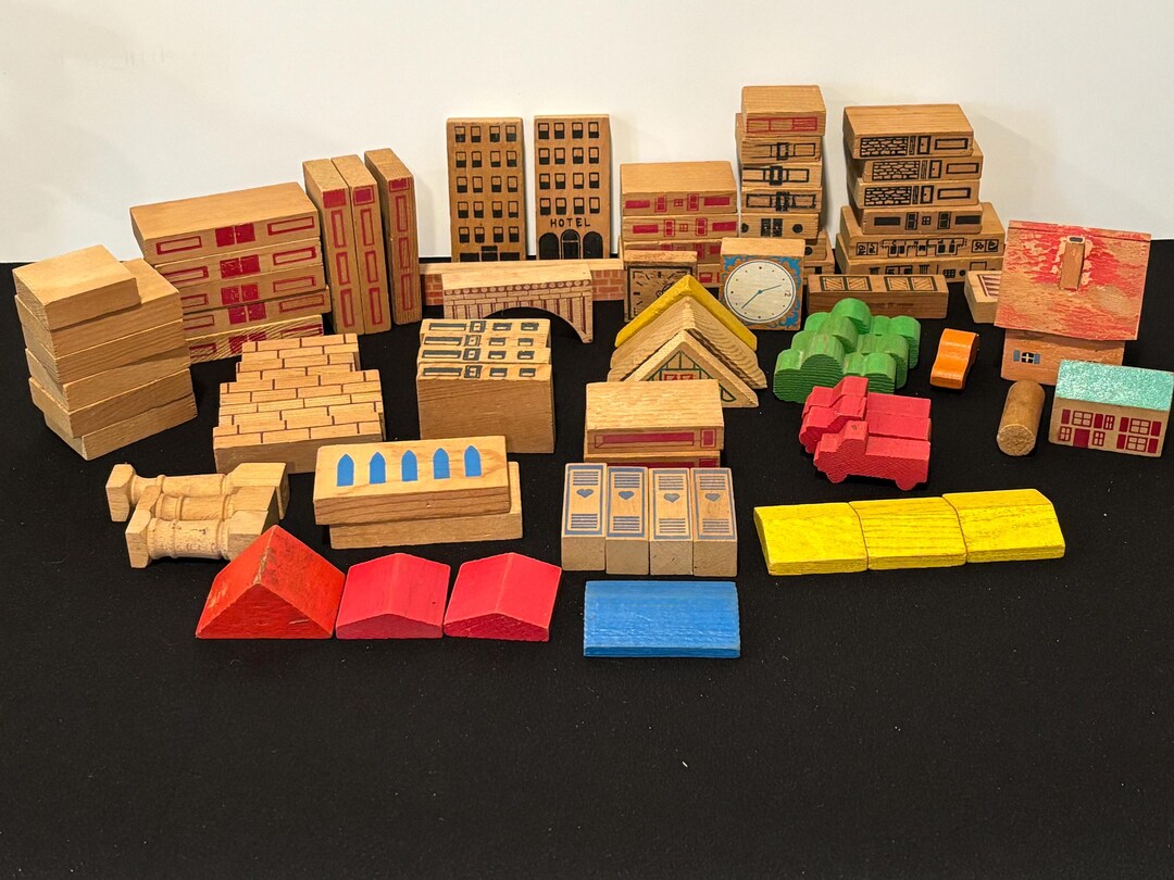 Vintage Wood Architectural Building Blocks, 80 Piece Set - Etsy