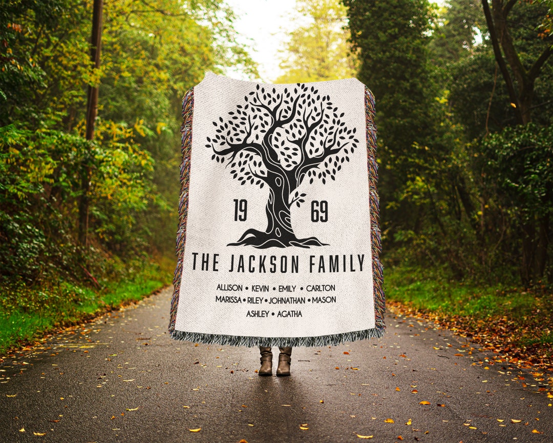 Custom Personalized Family Tree Blanket Christmas Gift, Woven Tapestry ...
