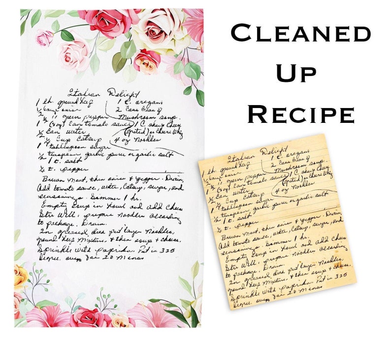 Handwritten Recipe Platter With Photo and Flowers | Etsy