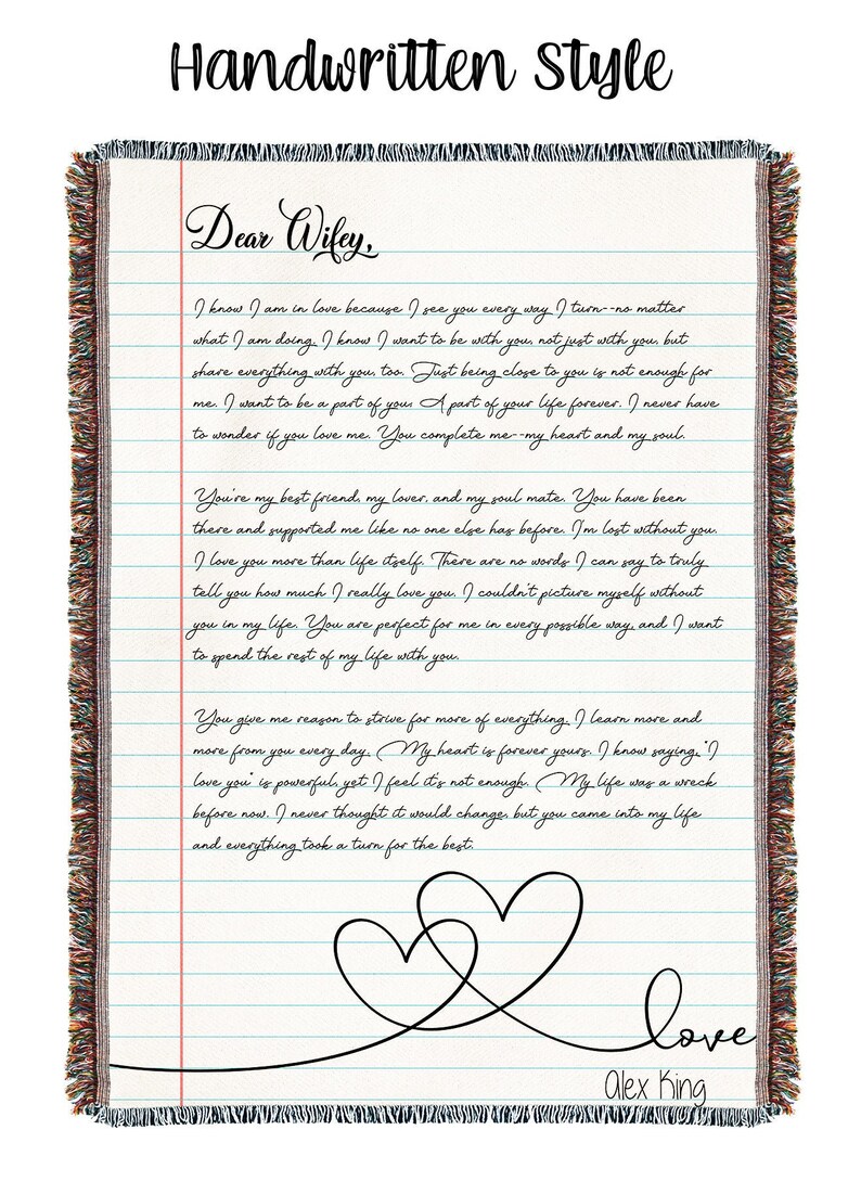 Custom Love Letter Blanket: Gift for Fiancé, Personalized Mother's Day ...