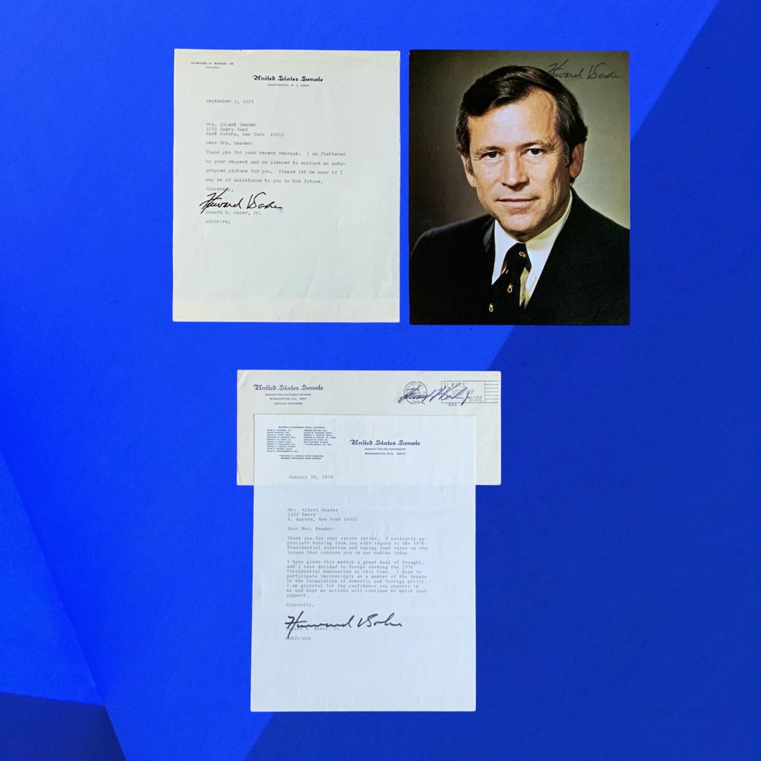 Political Ephemera Howard Baker Jr. Senator Signed Vintage Colored ...
