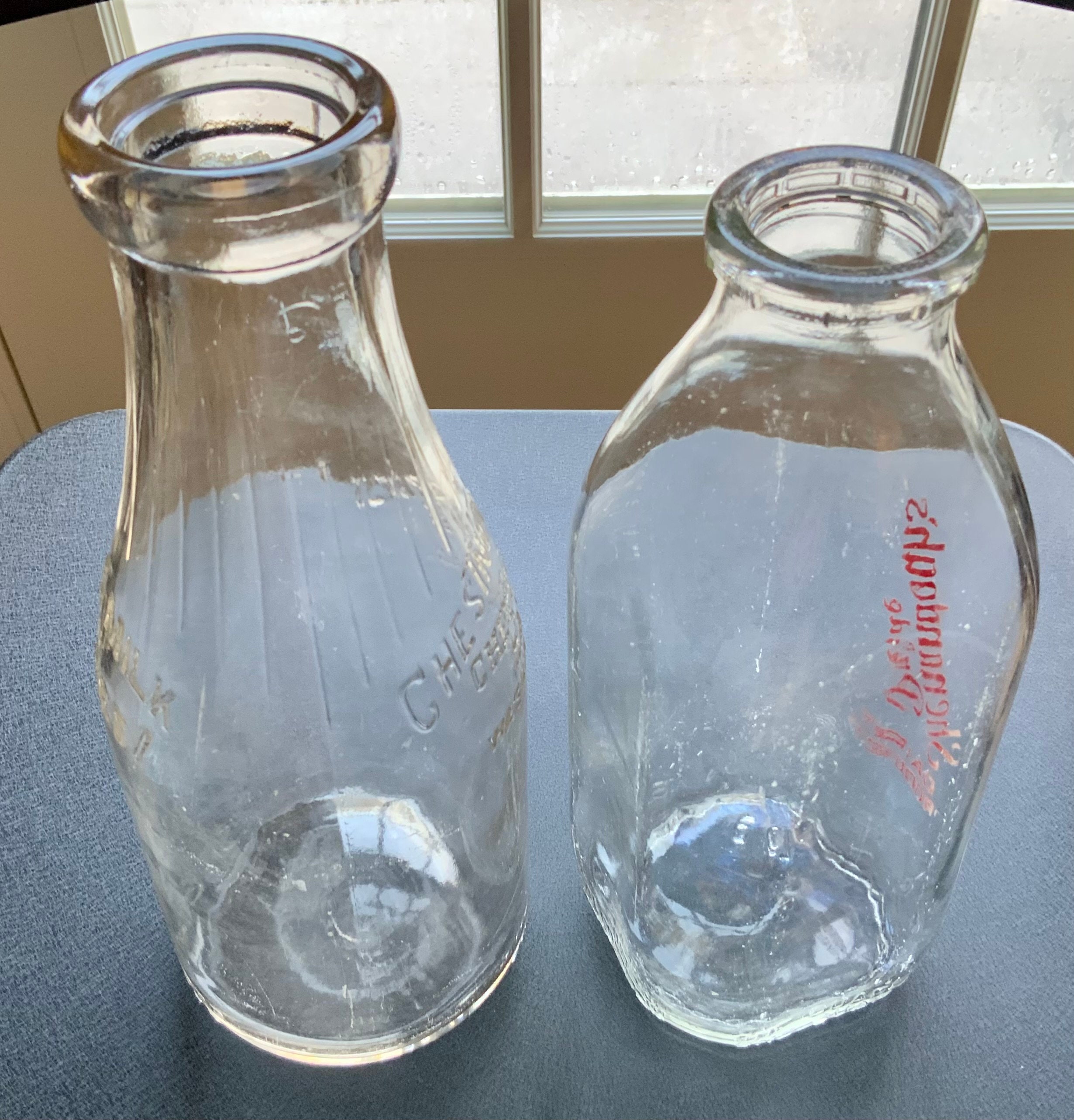Vintage Quart Milk Glass Bottles Lot of Two Chestnut Farms - Etsy
