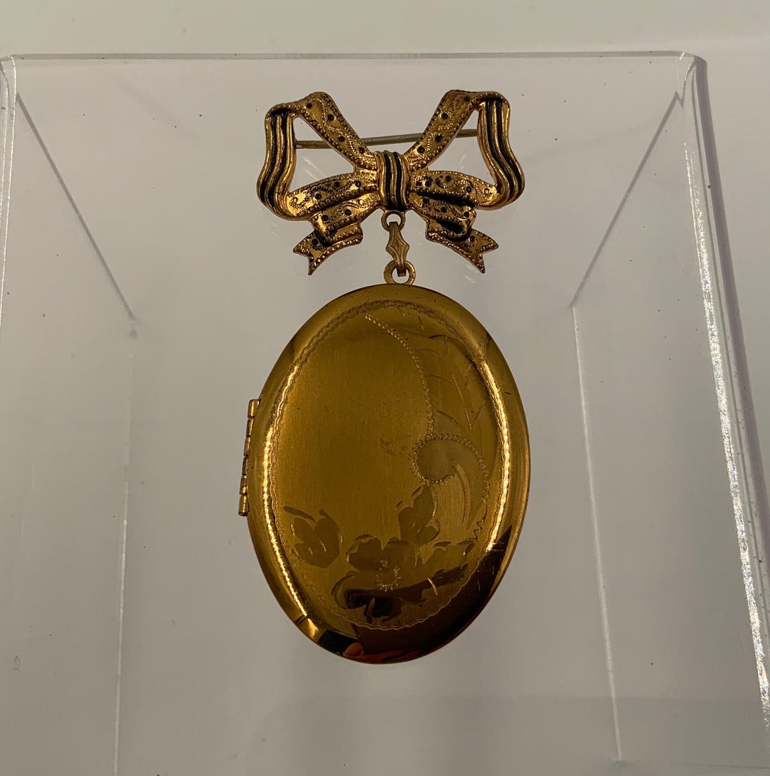 Antique C1919 Coro Art Nouveau Locket Brooch Pin, Makers Mark, Large 3 ...