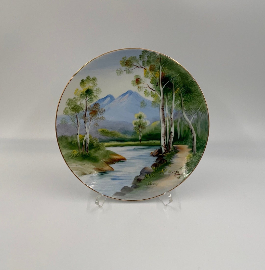 Ucagco Japan Vintage China Plate, Hand Painted, Signed Scenic Design - Etsy
