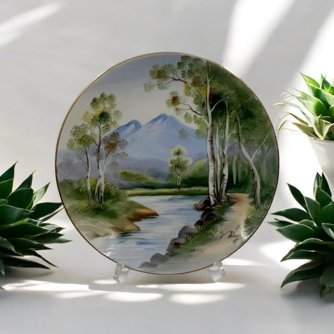 Ucagco Japan Vintage China Plate, Hand Painted, Signed Scenic Design - Etsy