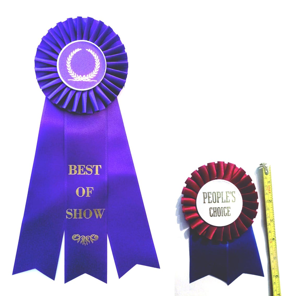 Award Ribbon Rosette Set - Best of Show 13" & People's Choice 6" - Etsy