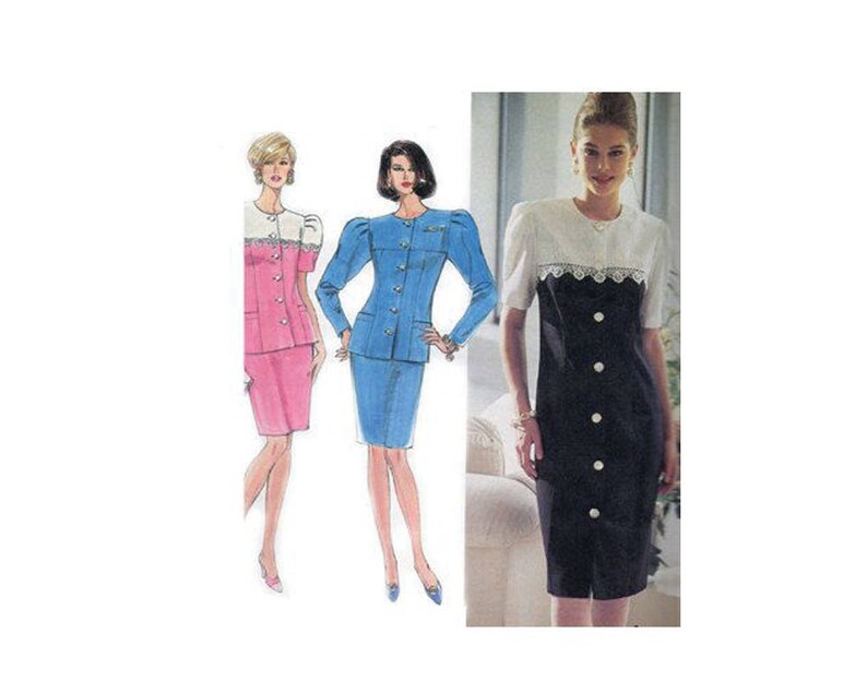 Suit With Slim Skirt, Pocket and Yoke Detail And/or Dress W/ Pocket and ...