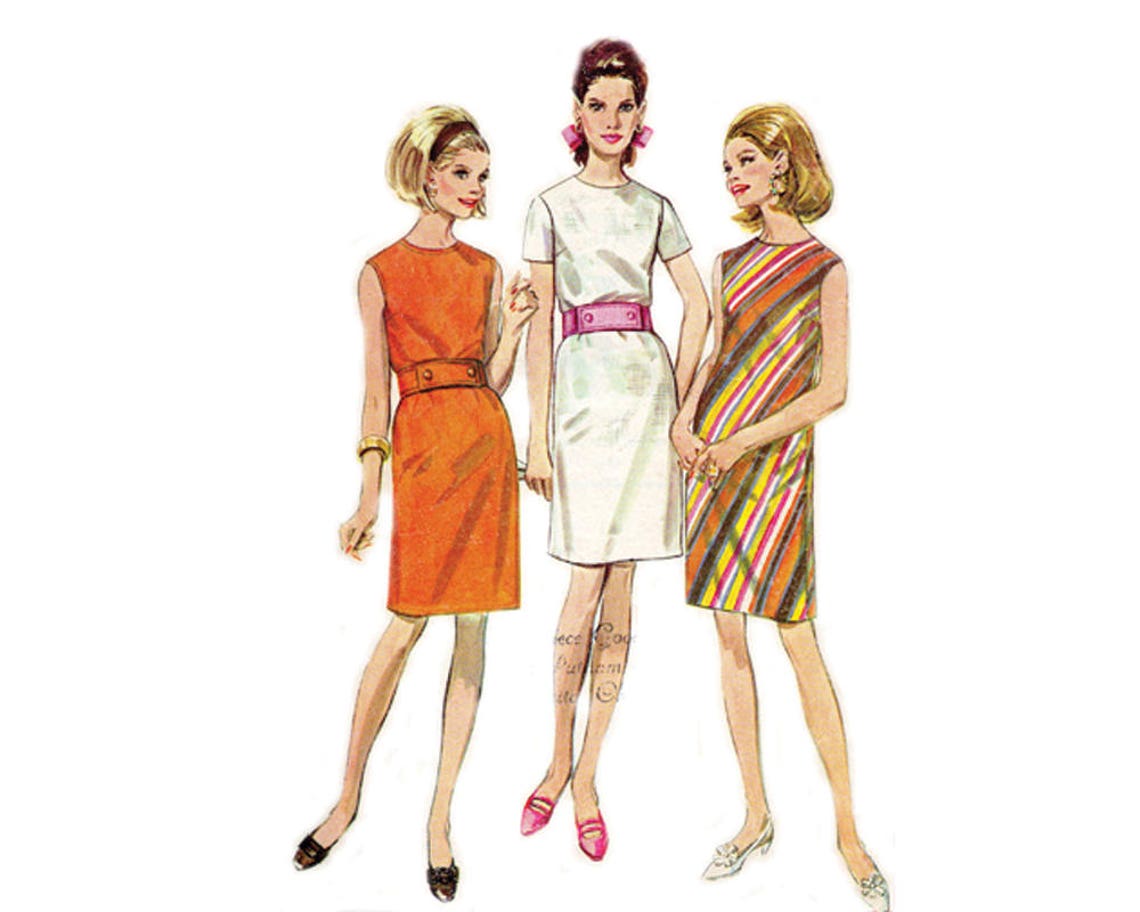 Timeless Mod Shift Dress Pattern - 1968 Complete Original Simplicity ...
