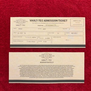 Fallout Customizable Vault Tec Admission Ticket - Etsy