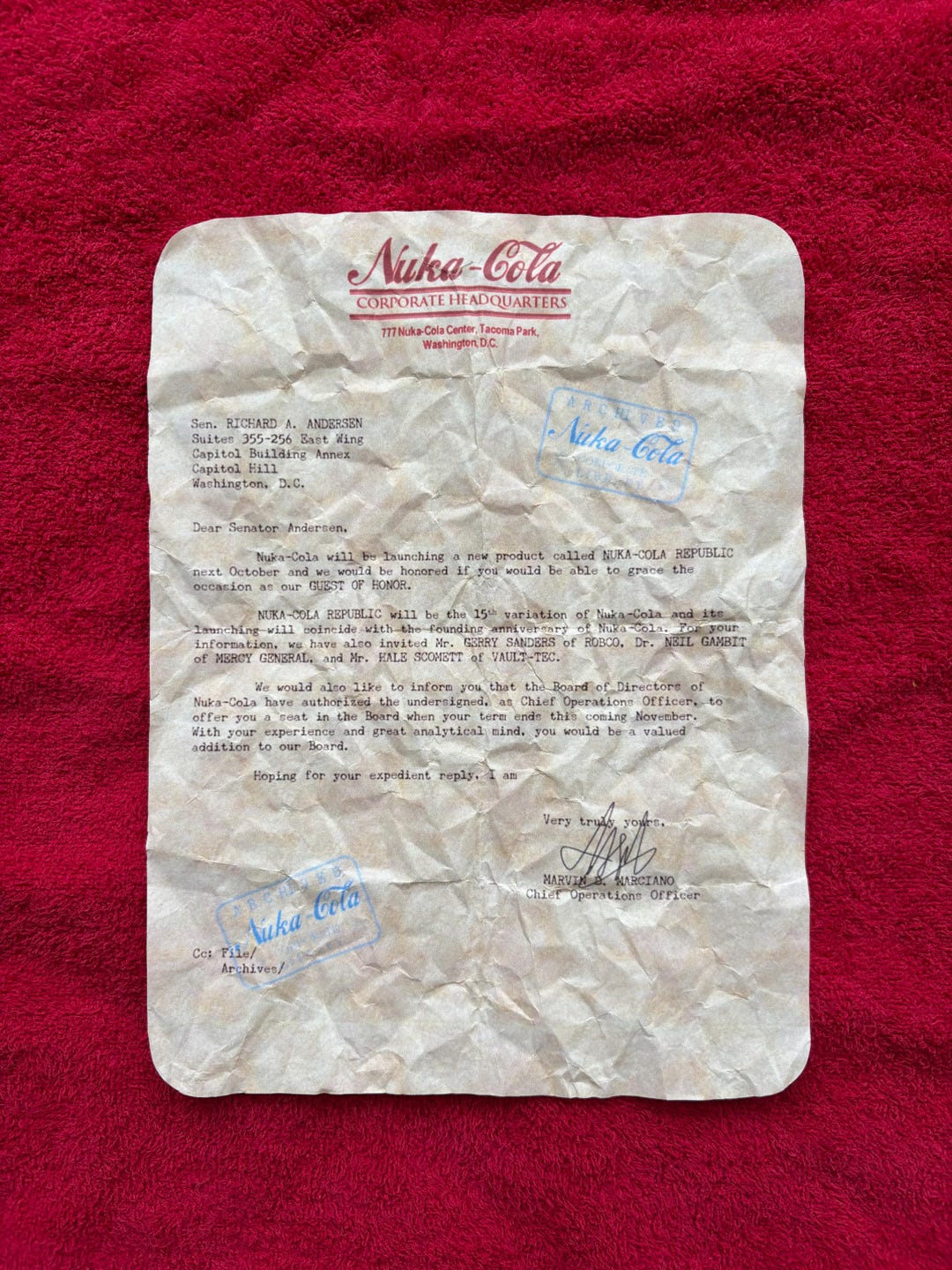 Fallout Nuka Cola Corporate Letter - Etsy Canada