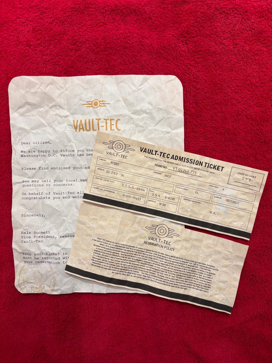 Fallout Customizable Vault Tec Admission Ticket - Etsy