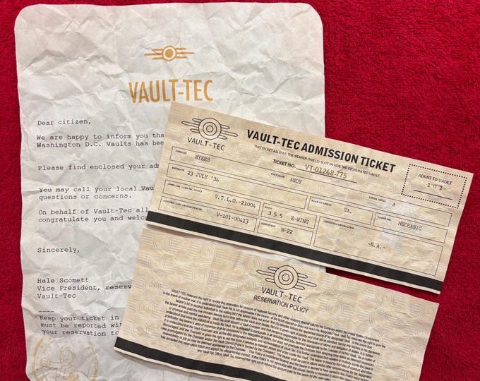 Fallout Customizable Vault Tec Admission Ticket - Etsy