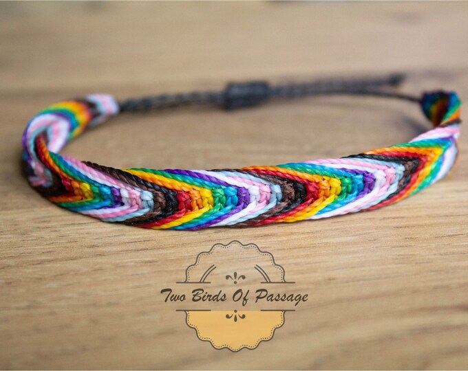 LGBTQA+ Progress Pride Rainbow Square Knot Bracelet or Anklet ...