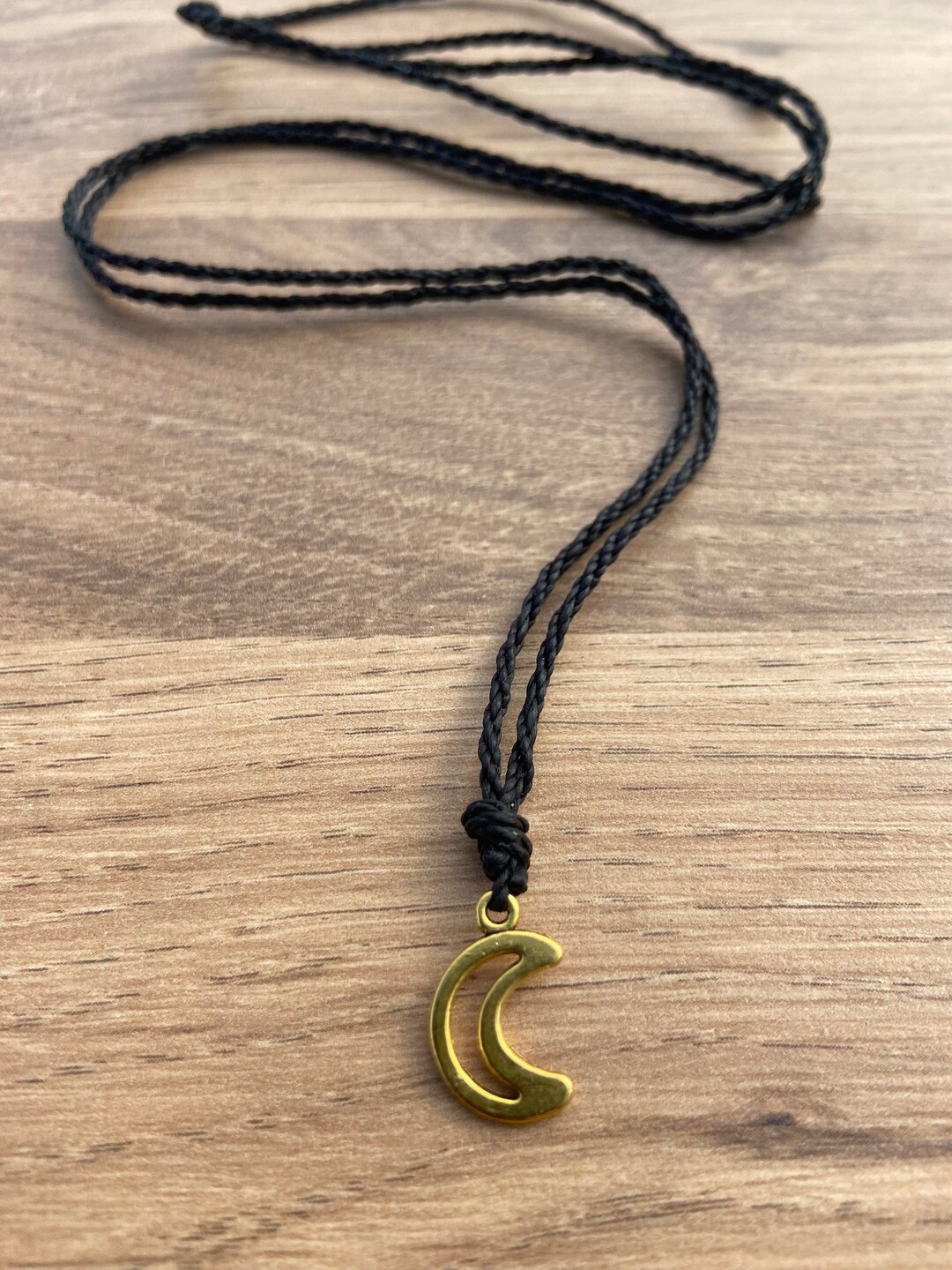 Golden Moon Symbol Macrame Necklace - Etsy