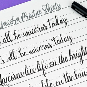 Unicorn Hand Lettering Practice Sheets, Unicorn Wall Art, Hand ...