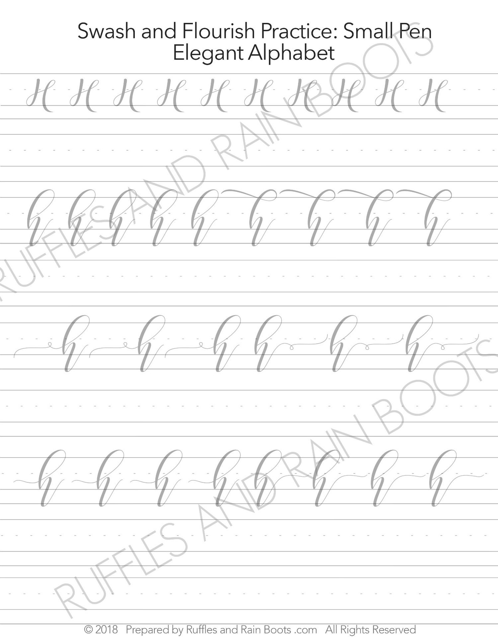 Hand Lettering Practice Sheets: Swash and Flourish Alphabet (PDF/JPG ...