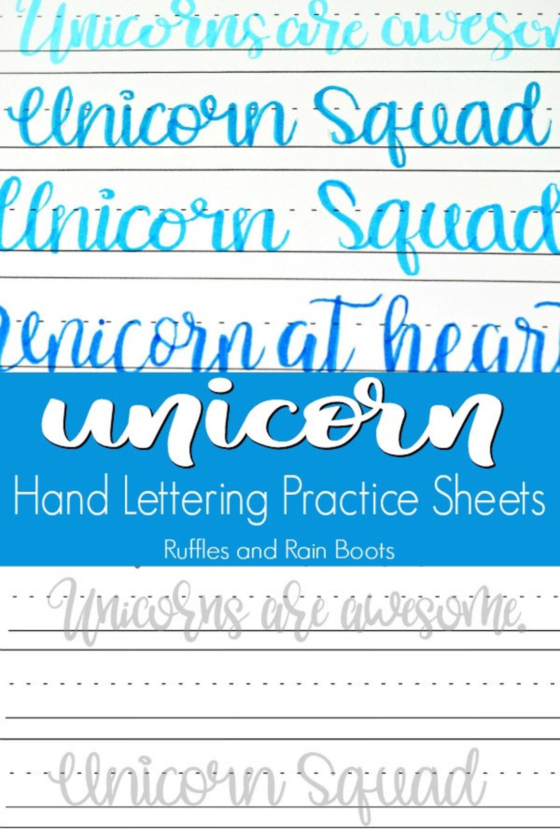Unicorn Hand Lettering Practice Sheets, Unicorn Wall Art, Hand ...