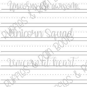 Unicorn Hand Lettering Practice Sheets, Unicorn Wall Art, Hand ...