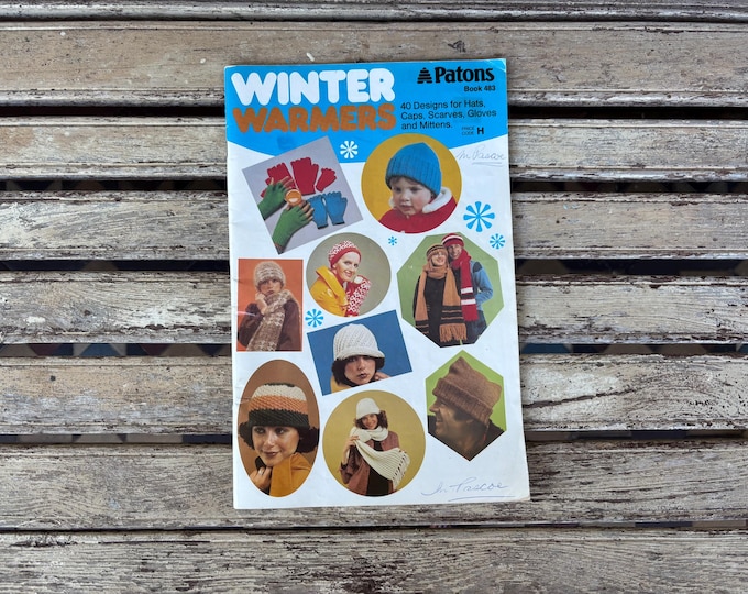 Vintage 1970's Patons Knitting Patterns Book - Winter Warmers - Beanies ...