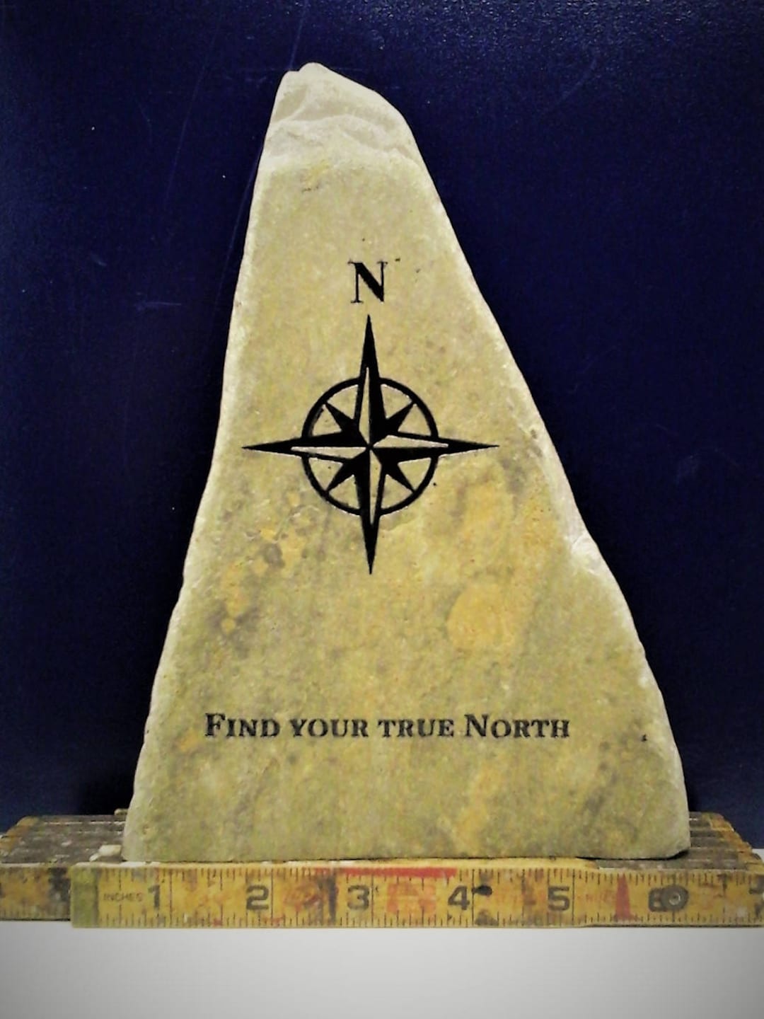 Engraved Rock Sculpture: "find Your True North" Nautical Compass - Etsy