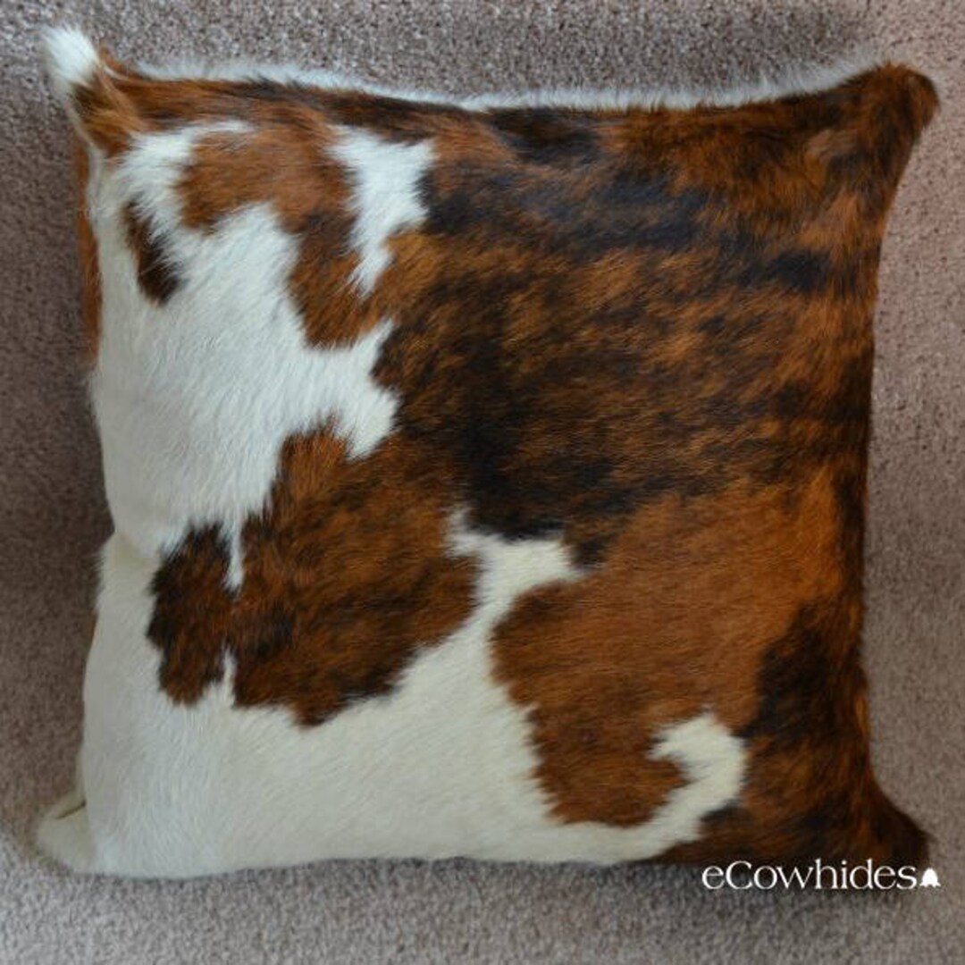 Tricolor Cowhide Pillow Cover Hide Cushions Skin Leather - Etsy