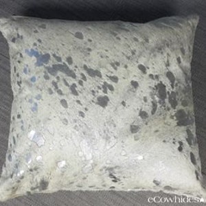 Silver Metallic Cowhide Pillow - Etsy