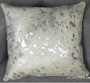 Silver Metallic Cowhide Pillow | Etsy
