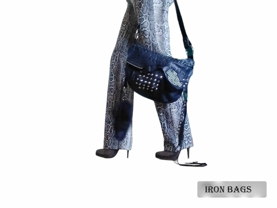 Metalhead Rock Bag Made of Dark Navy Blue Italian Natural Leather - Etsy