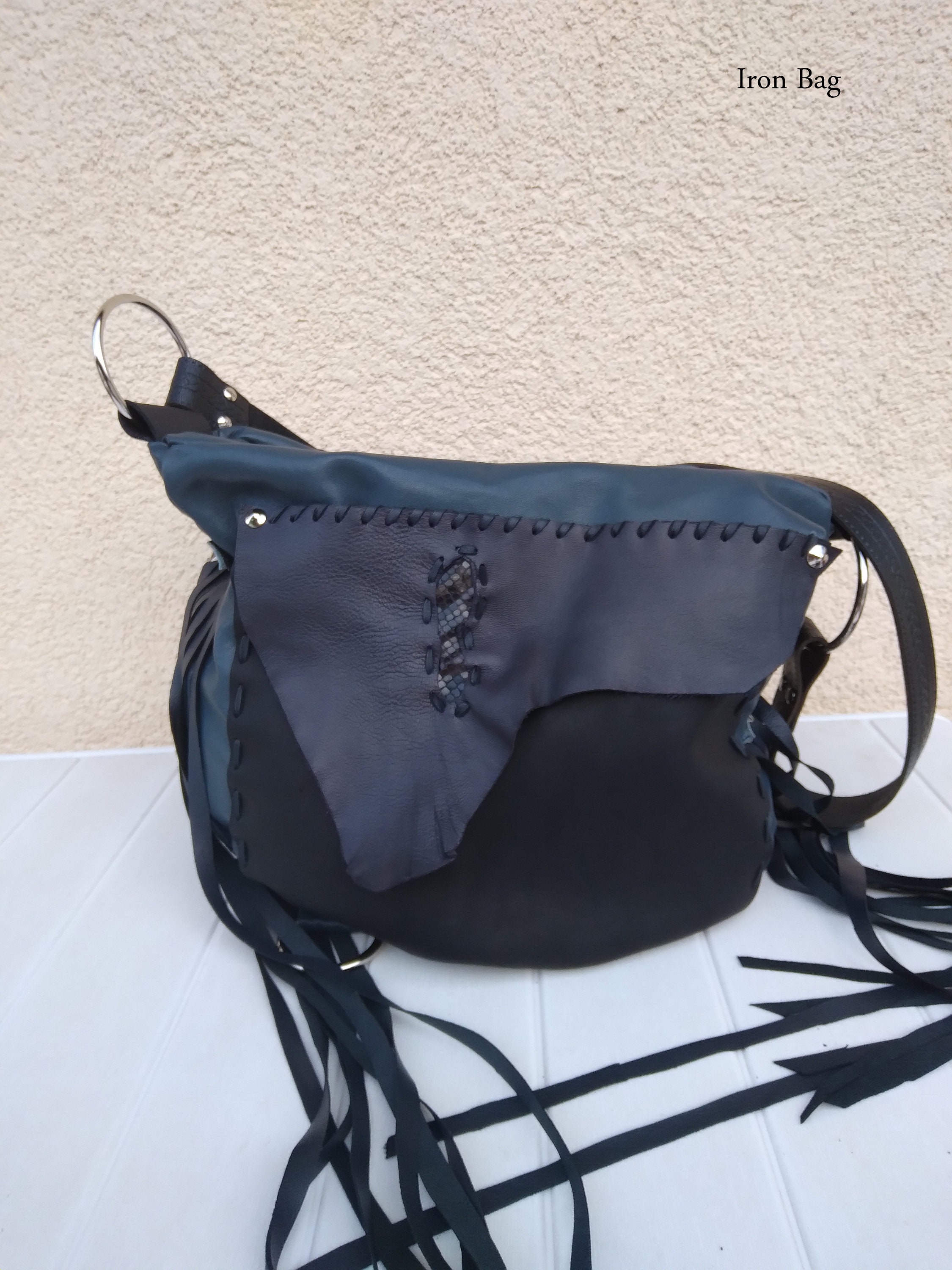 Handbag is Hand-made Tribal Goat Skull Pentagram Distressed Iron Bag ...